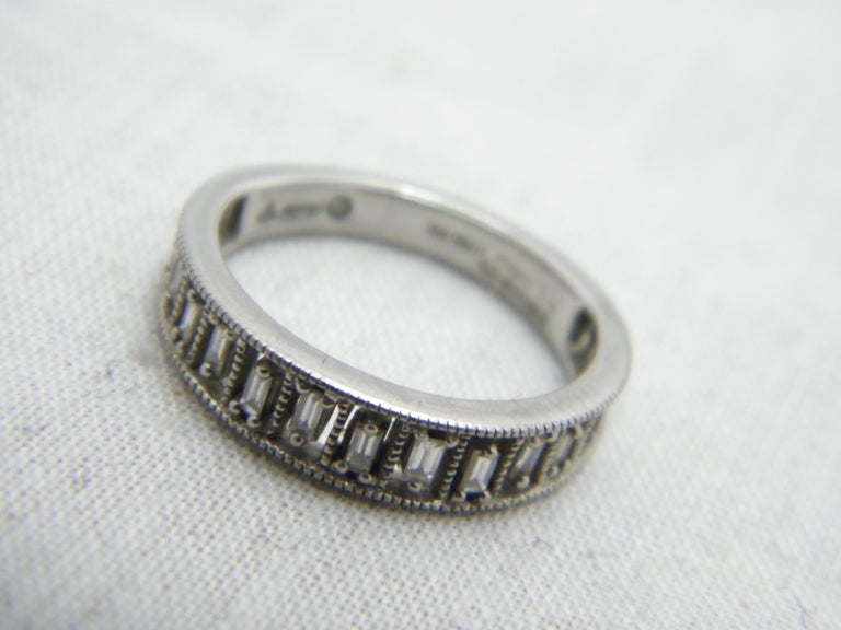 Vintage Palladium Diamond Greek Key Ring 950 Purity Band Size J 4.75 ...