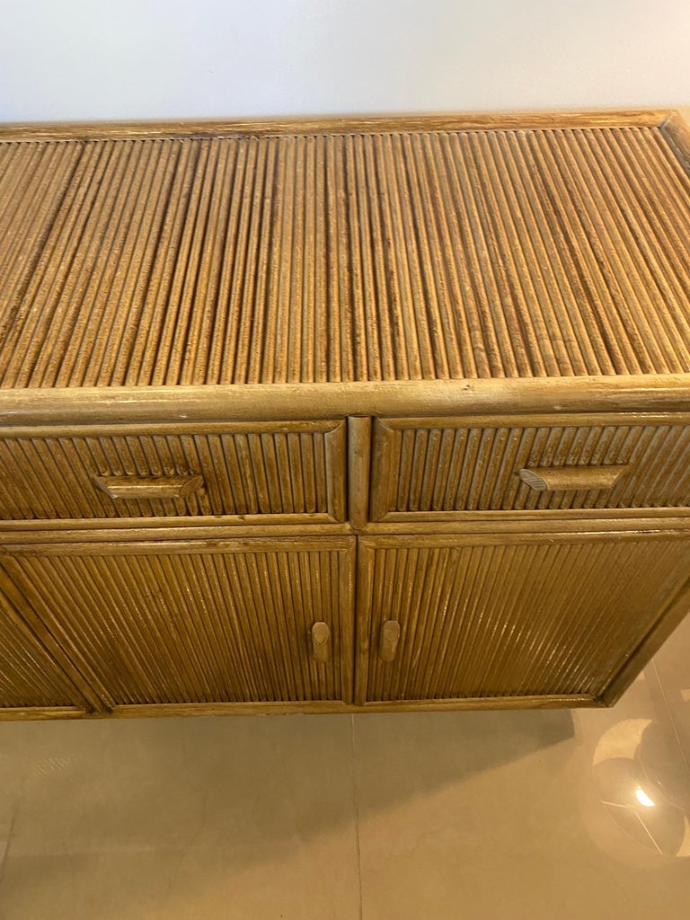 Vintage Palm Beach Bamboo Pencil Reed Credenza Cabinet Buffet Drawers ...