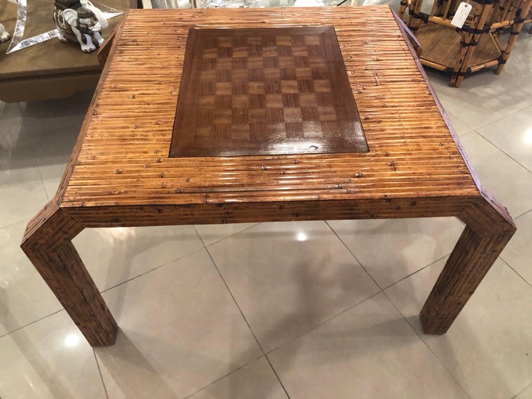 Vintage Palm Beach Bamboo Reed Rattan Game Card Table Flip Top For Sale ...