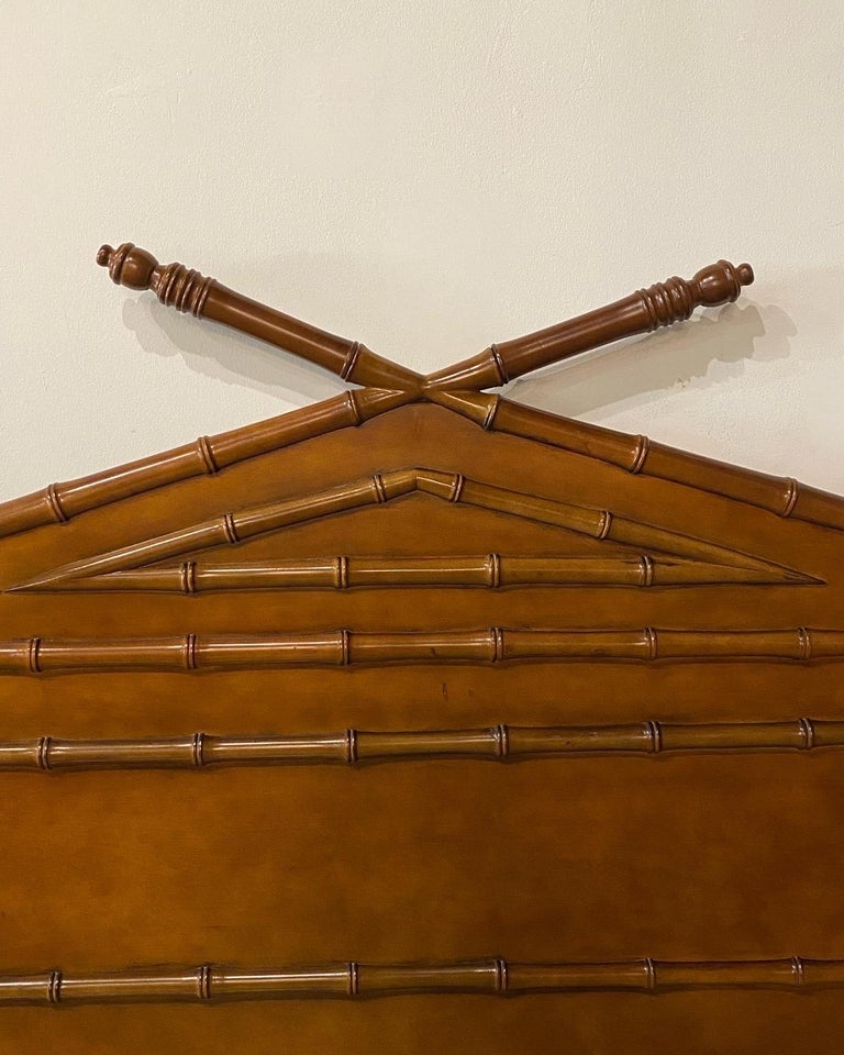 Vintage Palm Beach Faux Bamboo Chinese Chippendale Wood Bed Headboard ...