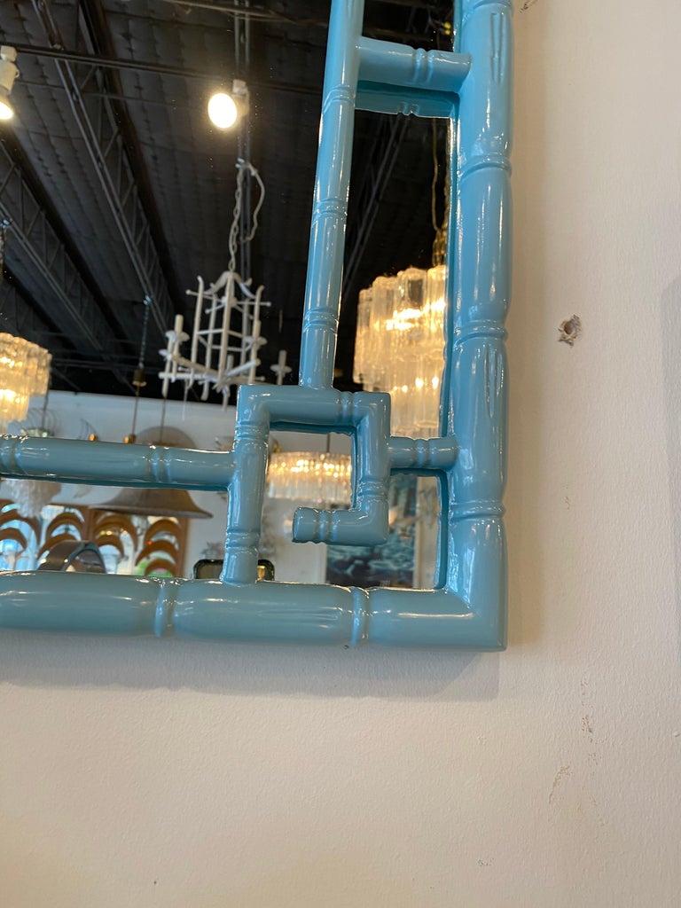 Vintage Palm Beach Newly Lacquered Blue Greek Key Pagoda Faux Bamboo ...