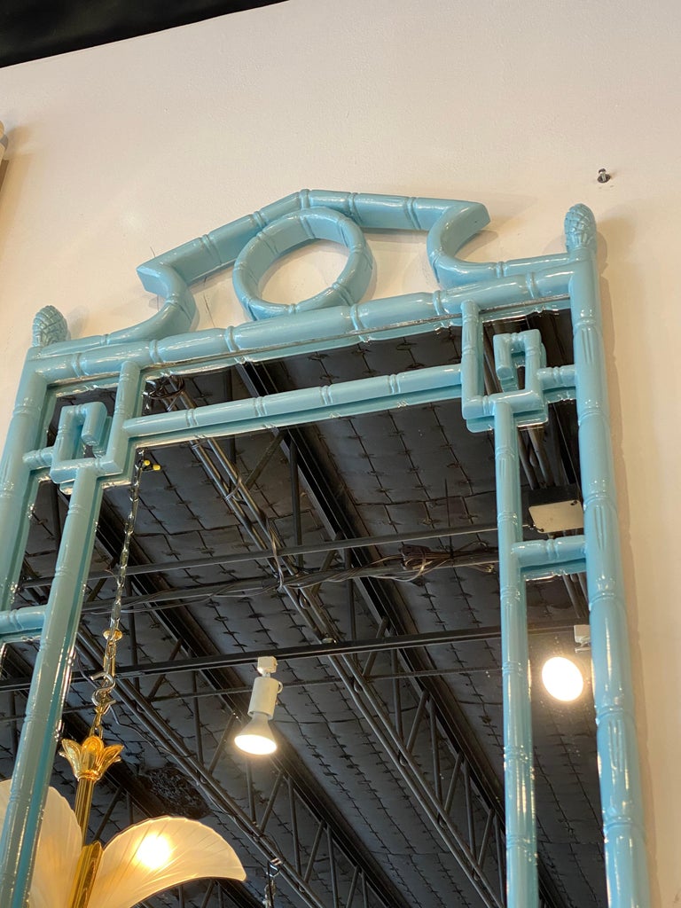 Vintage Palm Beach Newly Lacquered Blue Greek Key Pagoda Faux Bamboo ...