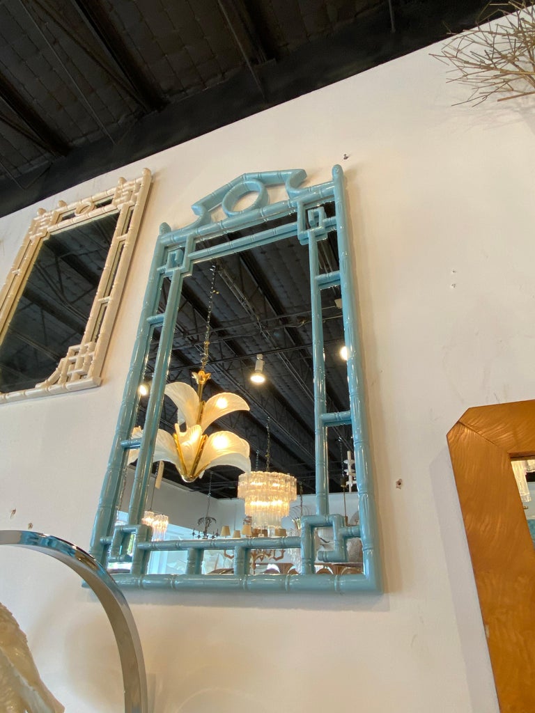 Vintage Palm Beach Newly Lacquered Blue Greek Key Pagoda Faux Bamboo ...