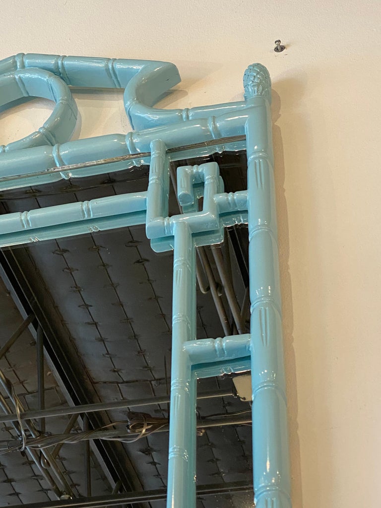 Vintage Palm Beach Newly Lacquered Blue Greek Key Pagoda Faux Bamboo ...