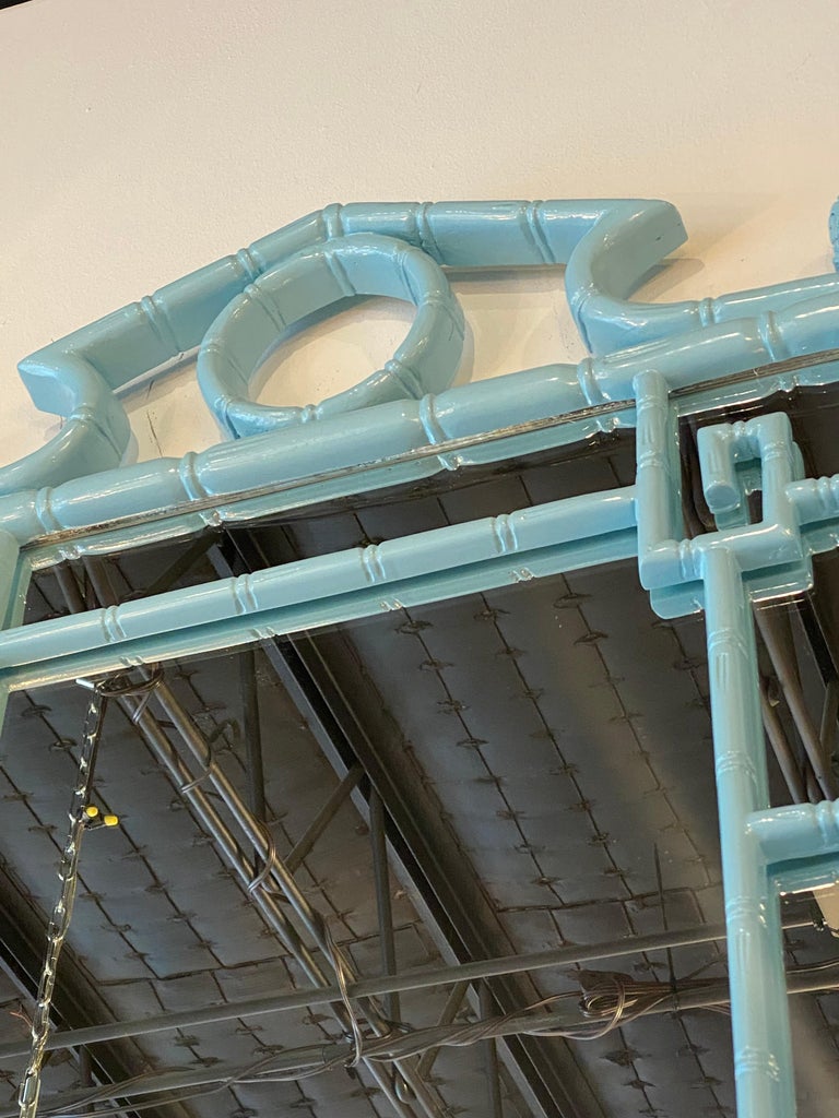 Vintage Palm Beach Newly Lacquered Blue Greek Key Pagoda Faux Bamboo ...