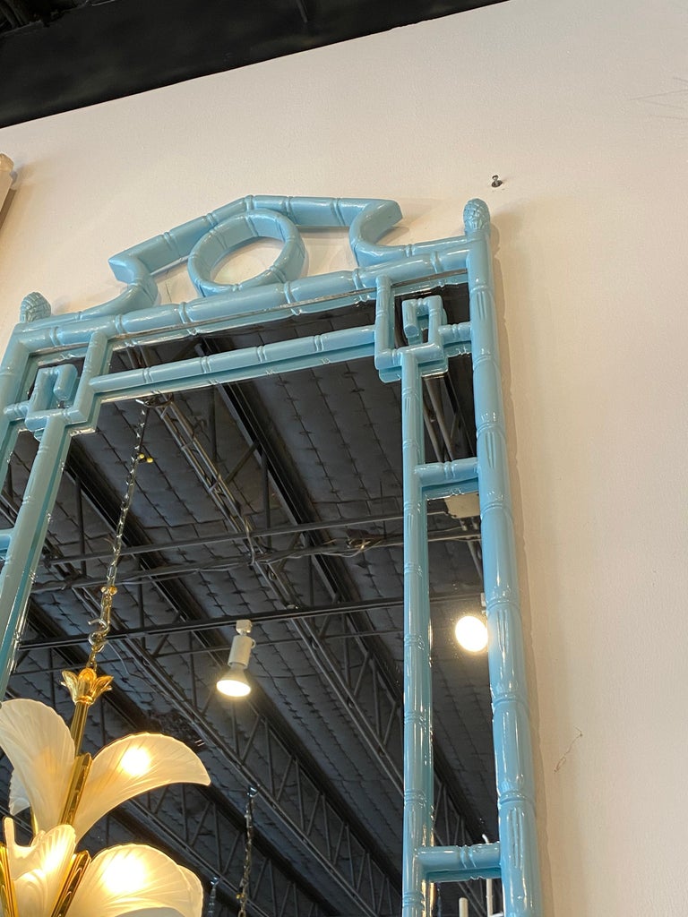 Vintage Palm Beach Newly Lacquered Blue Greek Key Pagoda Faux Bamboo ...
