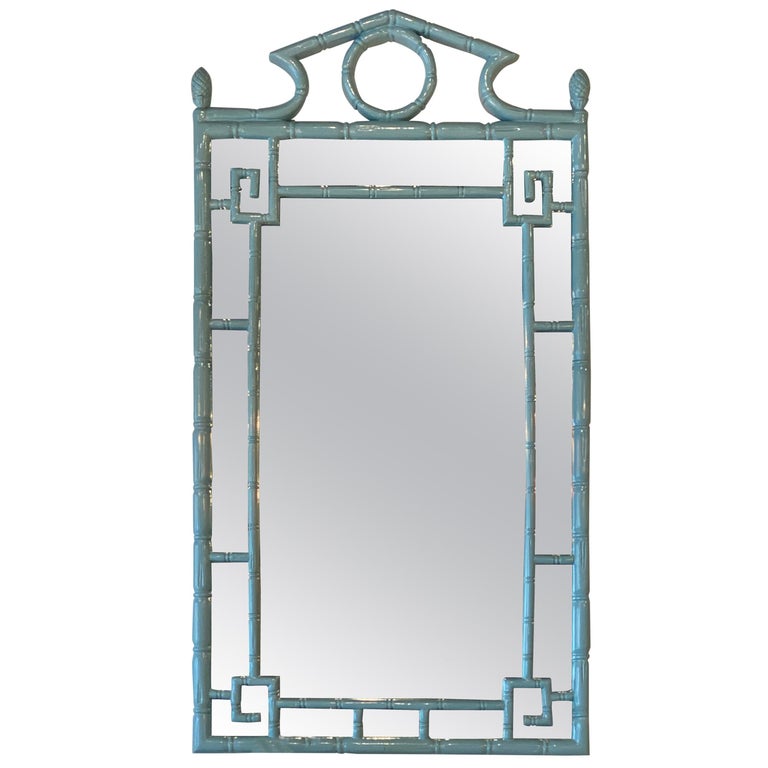 Vintage Palm Beach Newly Lacquered Blue Greek Key Pagoda Faux Bamboo ...