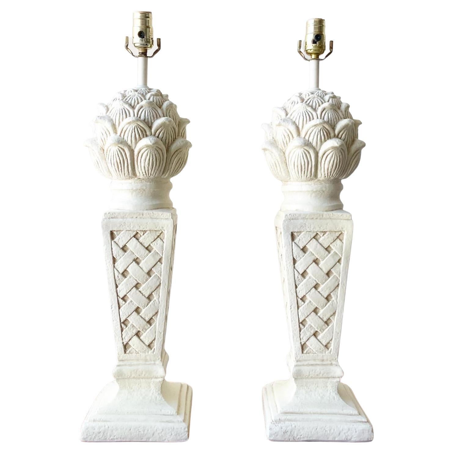 Vintage Palm Beach Regency Cast Resin Table Lamps - a Pair For Sale at ...
