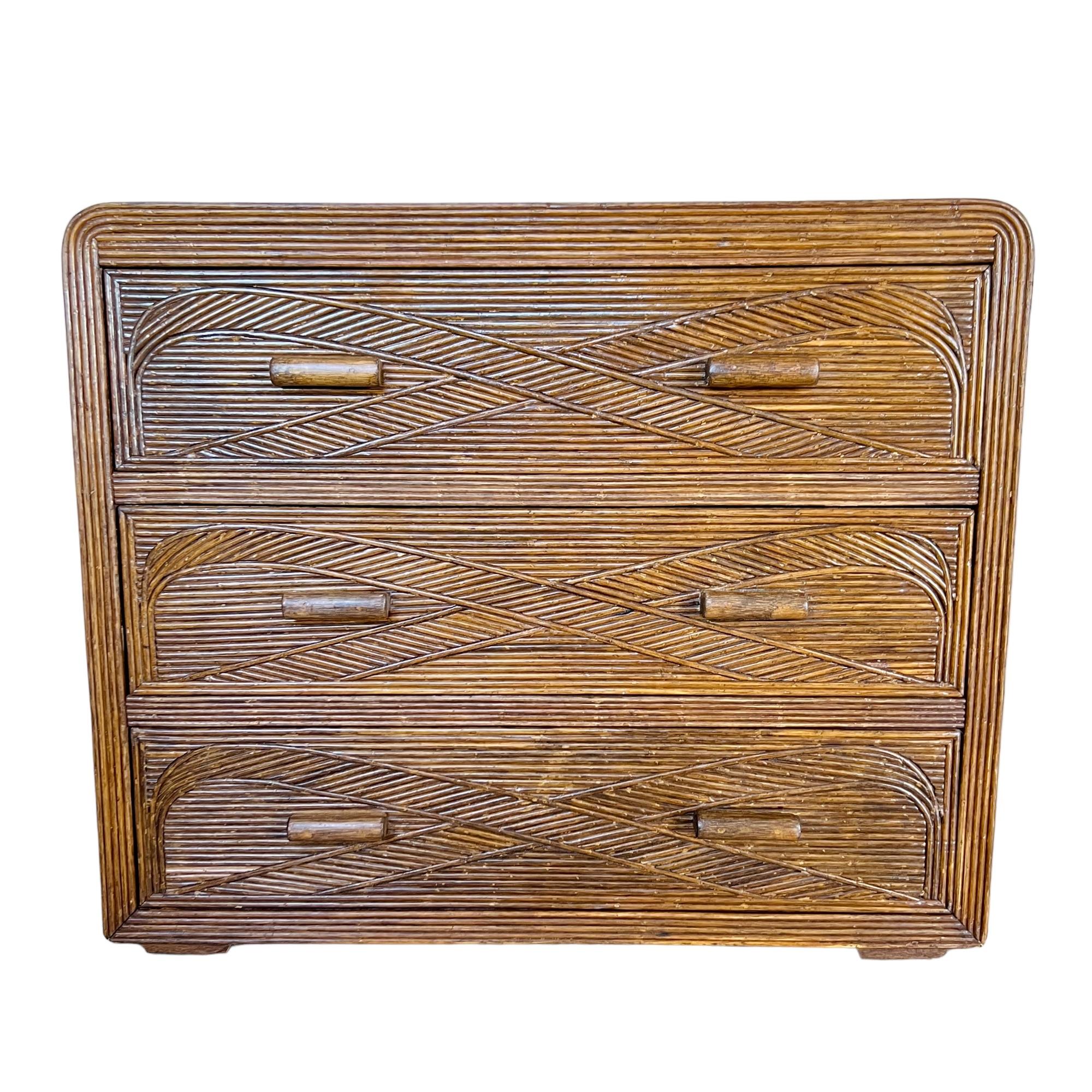 Vintage Palm Beach Regency Pencil Reed Chest of Drawers For Sale at 1stDibs
