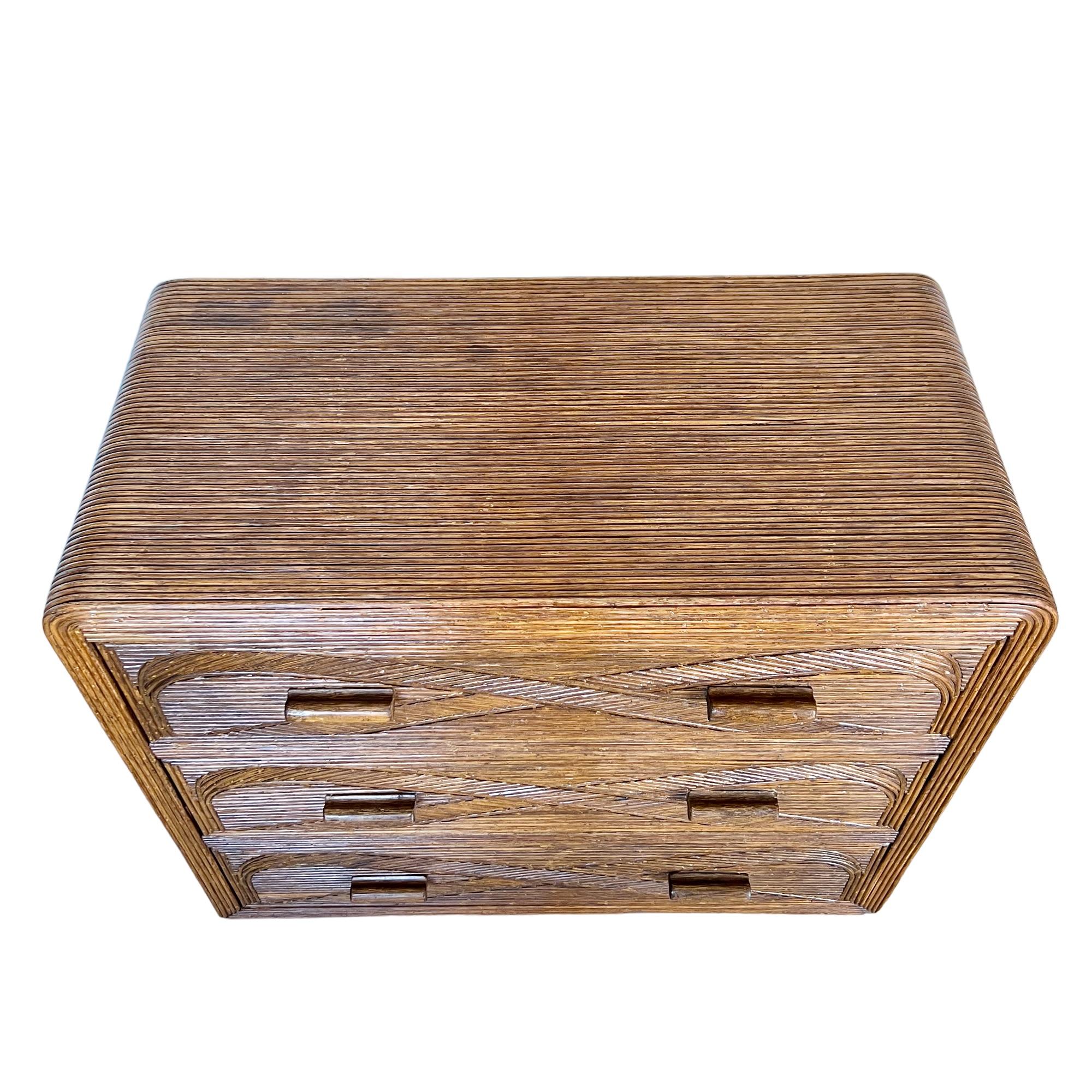 Vintage Palm Beach Regency Pencil Reed Chest of Drawers For Sale at 1stDibs