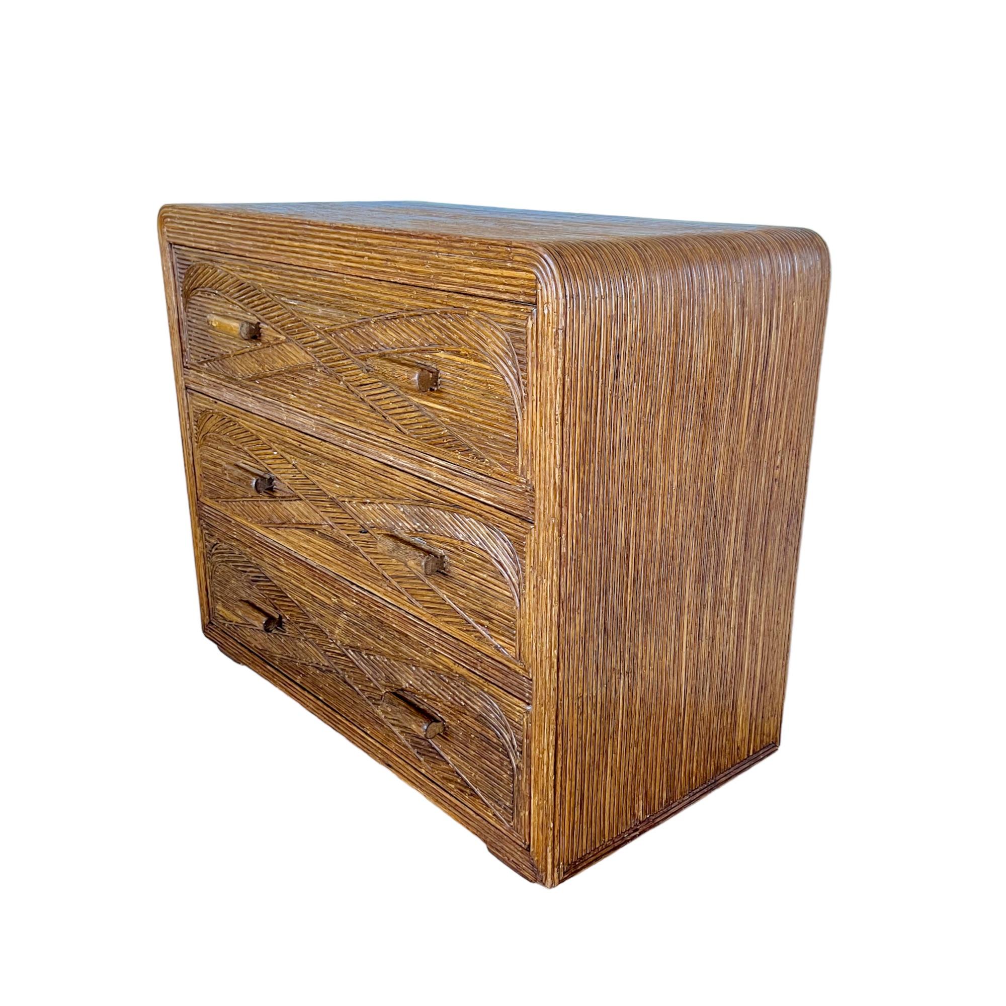 Vintage Palm Beach Regency Pencil Reed Chest of Drawers For Sale at 1stDibs