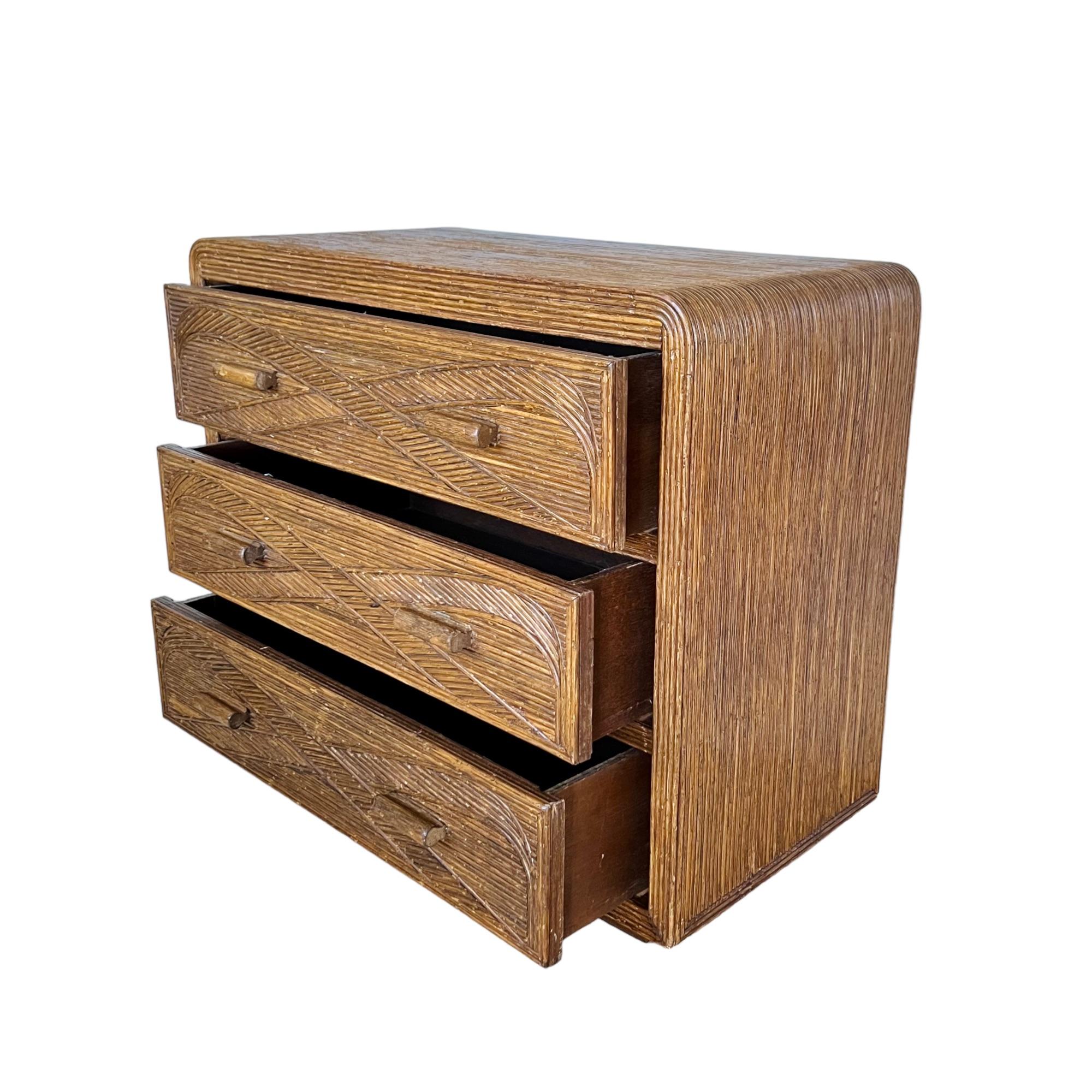 Vintage Palm Beach Regency Pencil Reed Chest of Drawers For Sale at 1stDibs