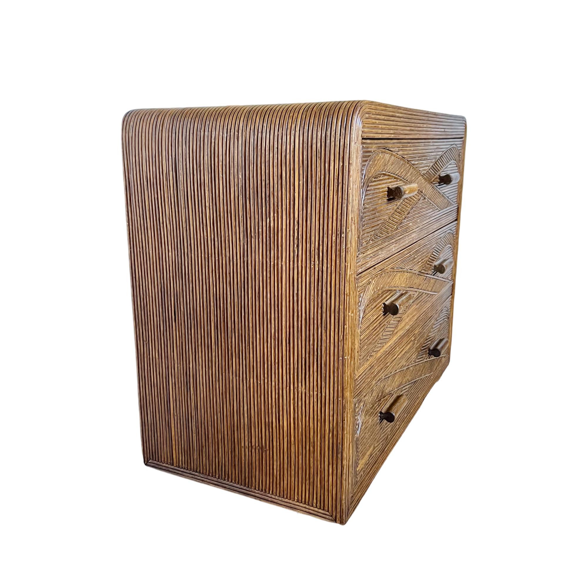 Vintage Palm Beach Regency Pencil Reed Chest of Drawers For Sale at 1stDibs