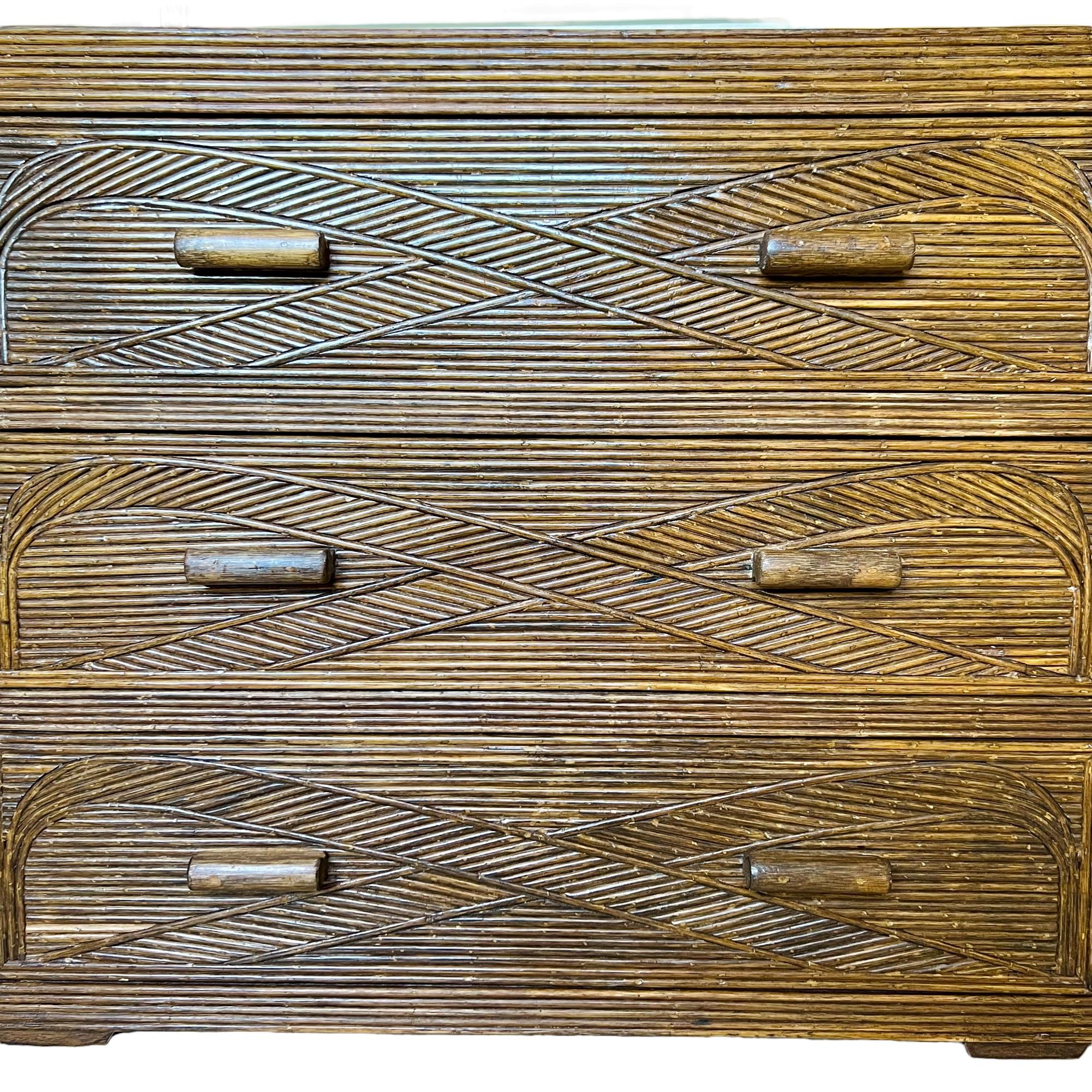 Vintage Palm Beach Regency Pencil Reed Chest of Drawers For Sale at 1stDibs