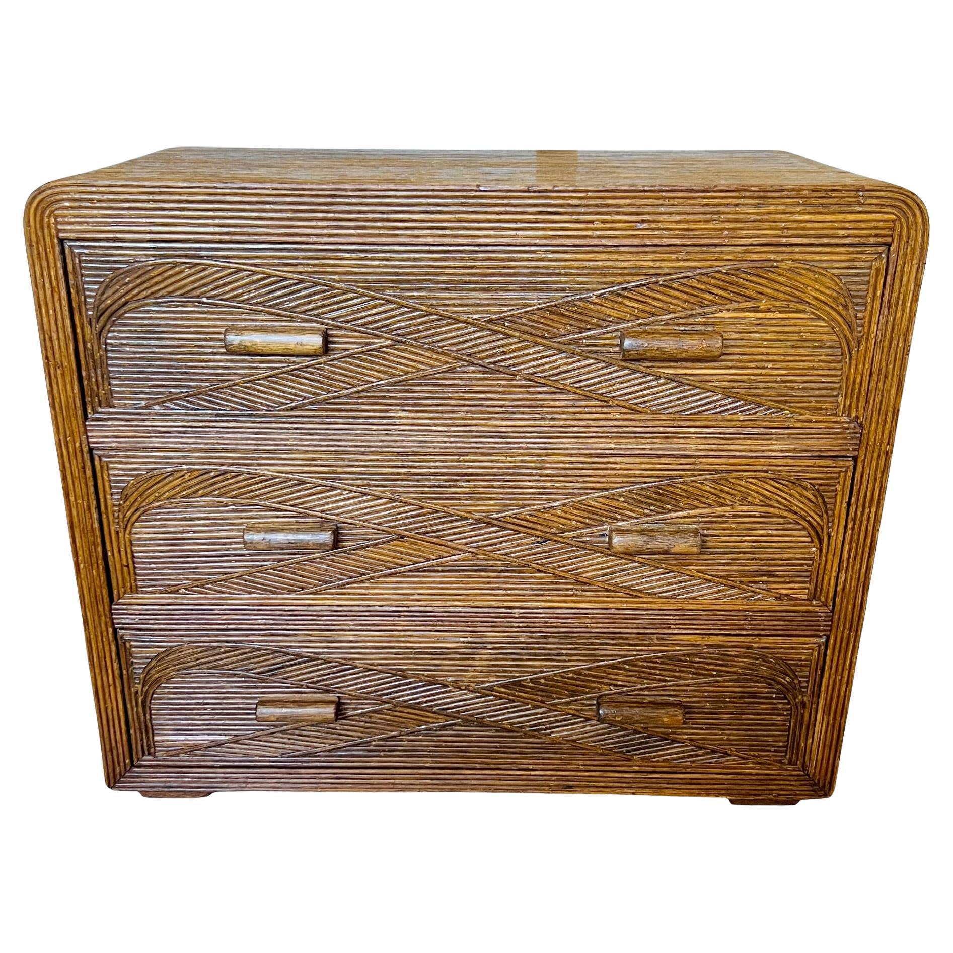 Vintage Palm Beach Regency Pencil Reed Chest of Drawers For Sale at 1stDibs