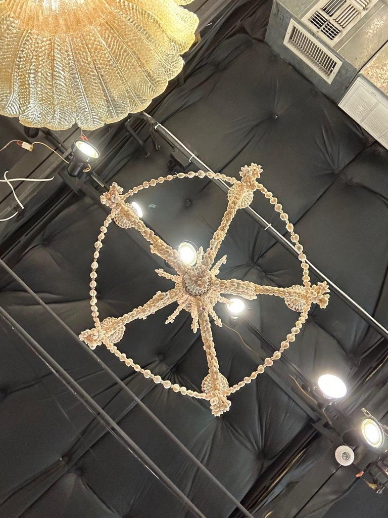 Vintage Palm Beach Seashell Chandelier For Sale at 1stDibs