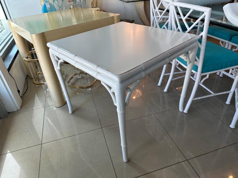 Vintage Palm Beach Square Faux Bamboo Fret Work Fretwork Game Dining ...