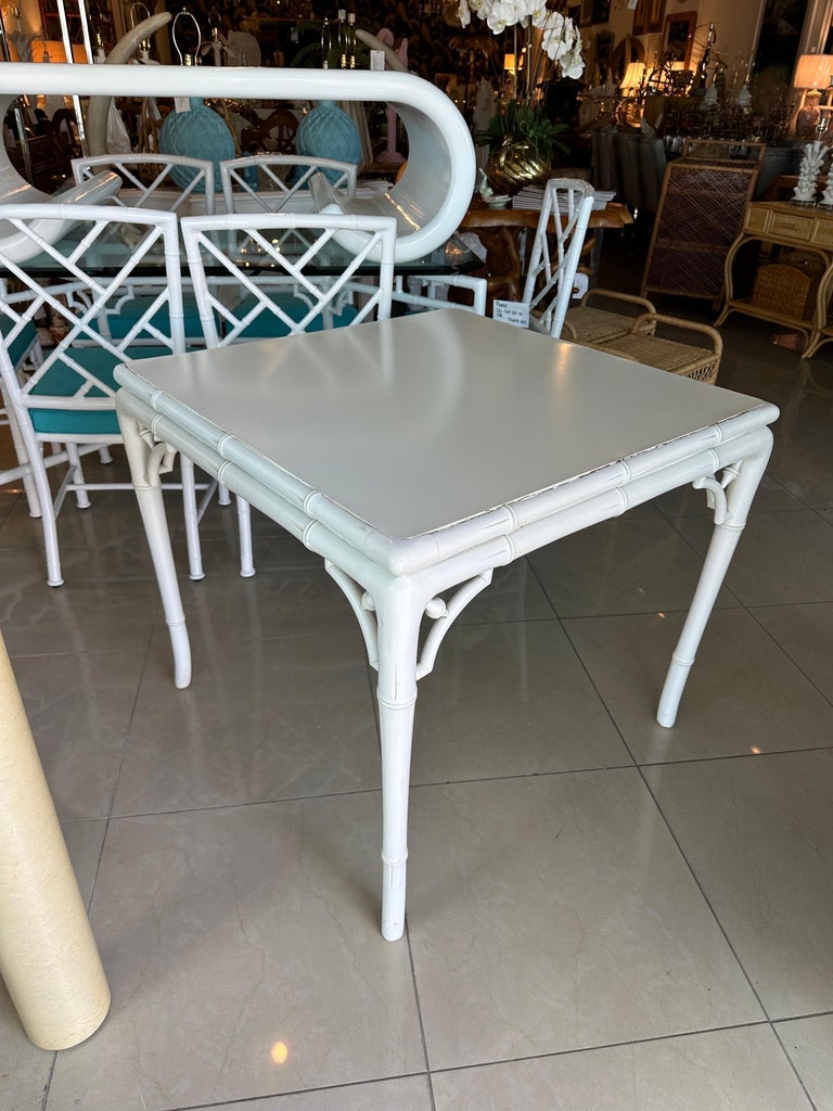 Vintage Palm Beach Square Faux Bamboo Fret Work Fretwork Game Dining ...