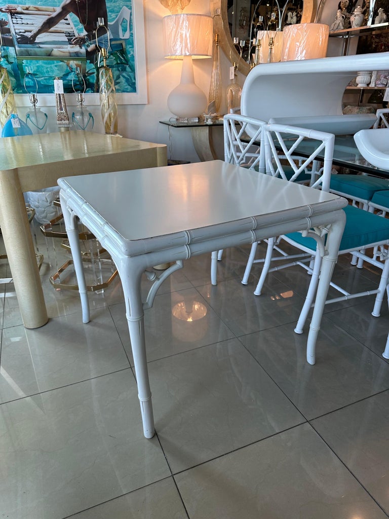 Vintage Palm Beach Square Faux Bamboo Fret Work Fretwork Game Dining ...