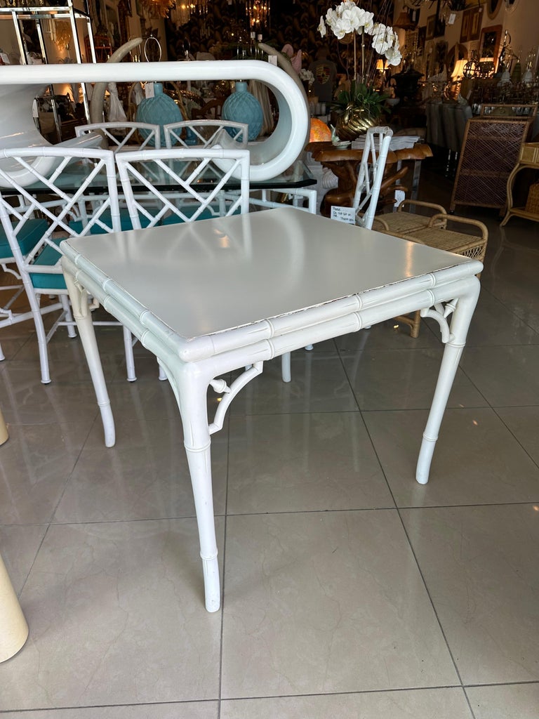 Vintage Palm Beach Square Faux Bamboo Fret Work Fretwork Game Dining ...