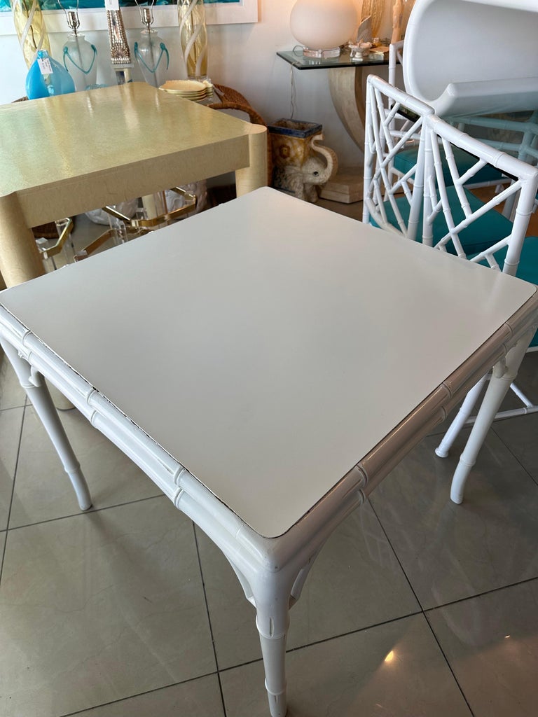 Vintage Palm Beach Square Faux Bamboo Fret Work Fretwork Game Dining ...