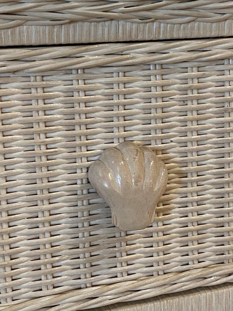 Vintage Palm Beach Wicker Chest of 4 Drawers Dresser Shell Pulls at ...