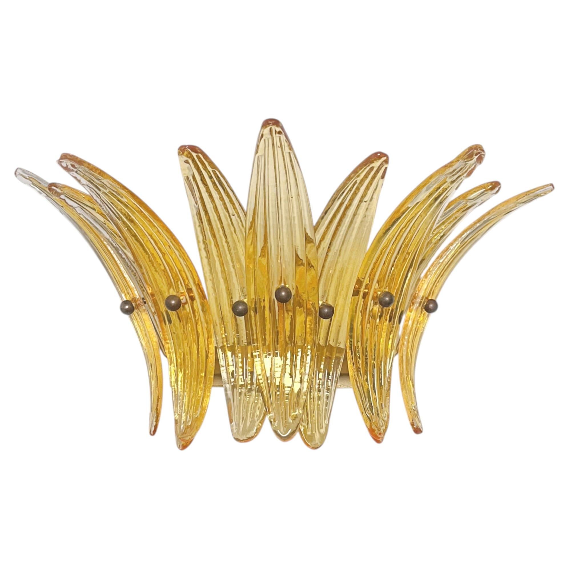 RESERVED: Vintage Palmette Wall Light, Amber Glasses For Sale at 1stDibs