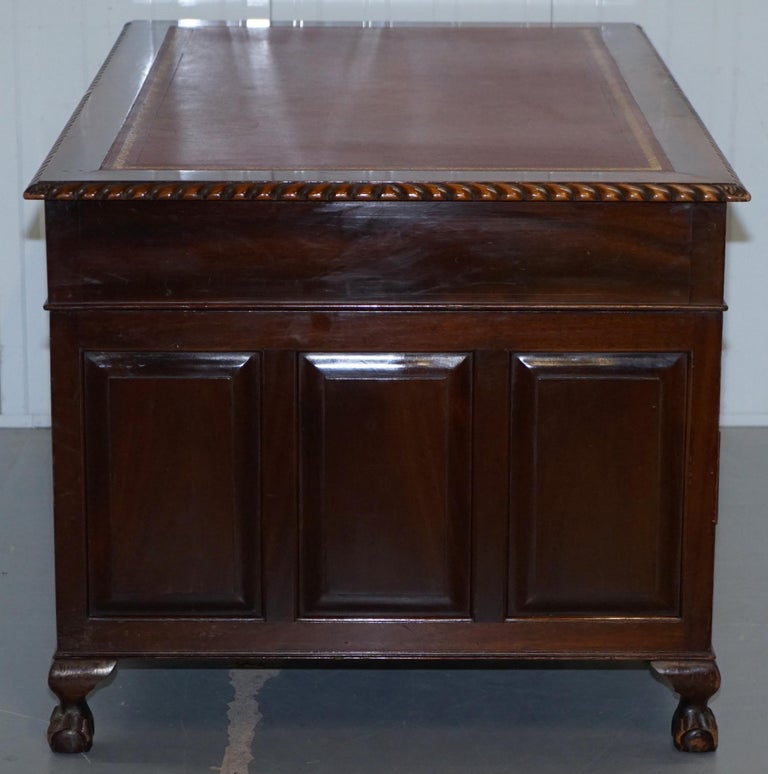 Vintage Panelled Mahogany Twin Pedestal Partner Desk Claw and Ball Legs ...