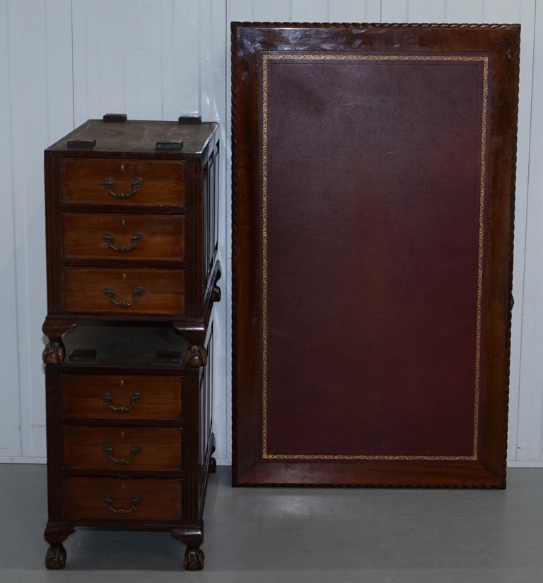 Vintage Panelled Mahogany Twin Pedestal Partner Desk Claw and Ball Legs ...