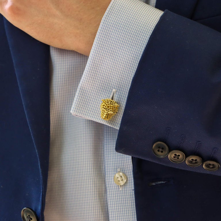 Vintage Panther Head Swivel Back Cufflinks in Platinum and Gold For ...