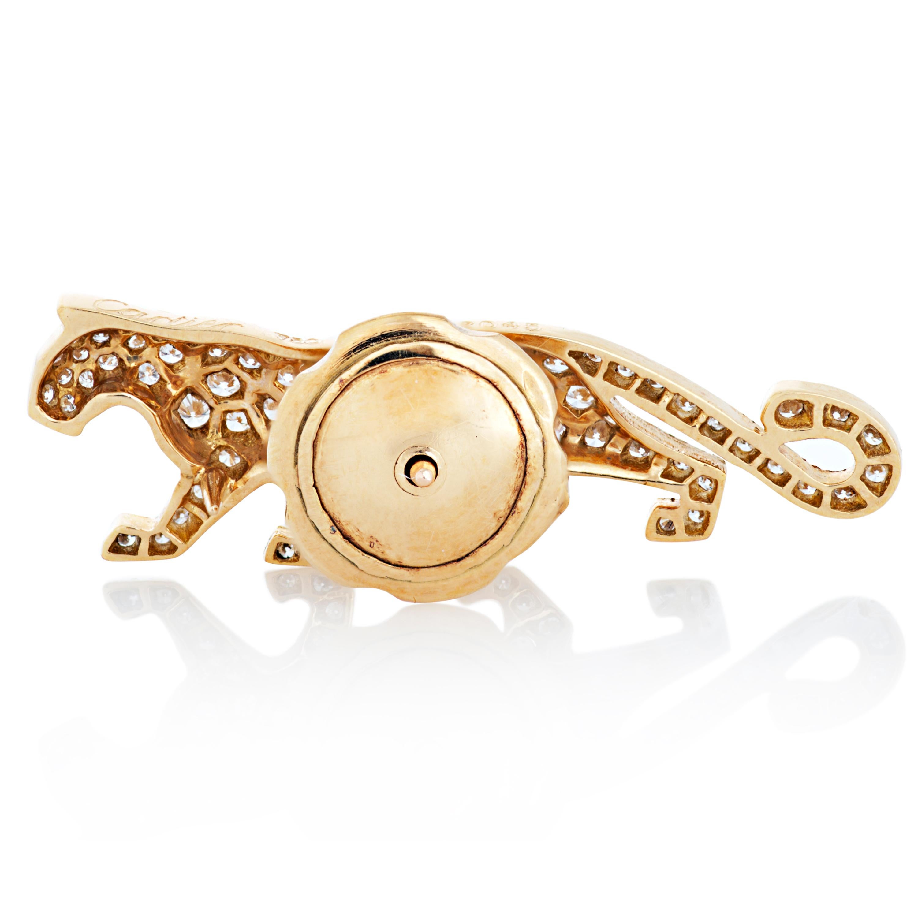 Vintage Panthere De Cartier Diamond Lapel Pin / Brooch in 18k Yellow ...