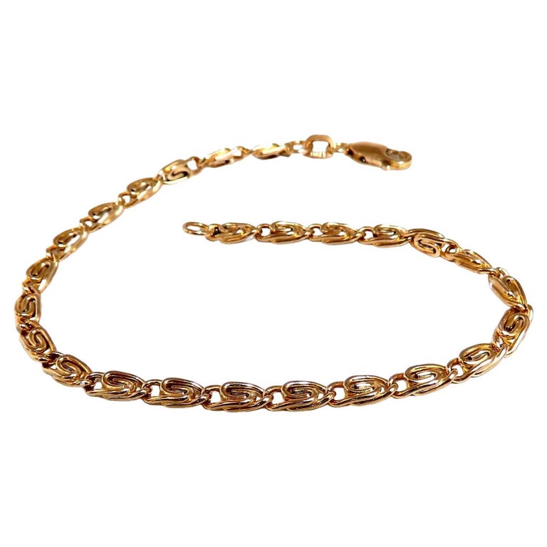 Vintage Paper Mini Clip Link 14kt Gold Bracelet For Sale at 1stDibs