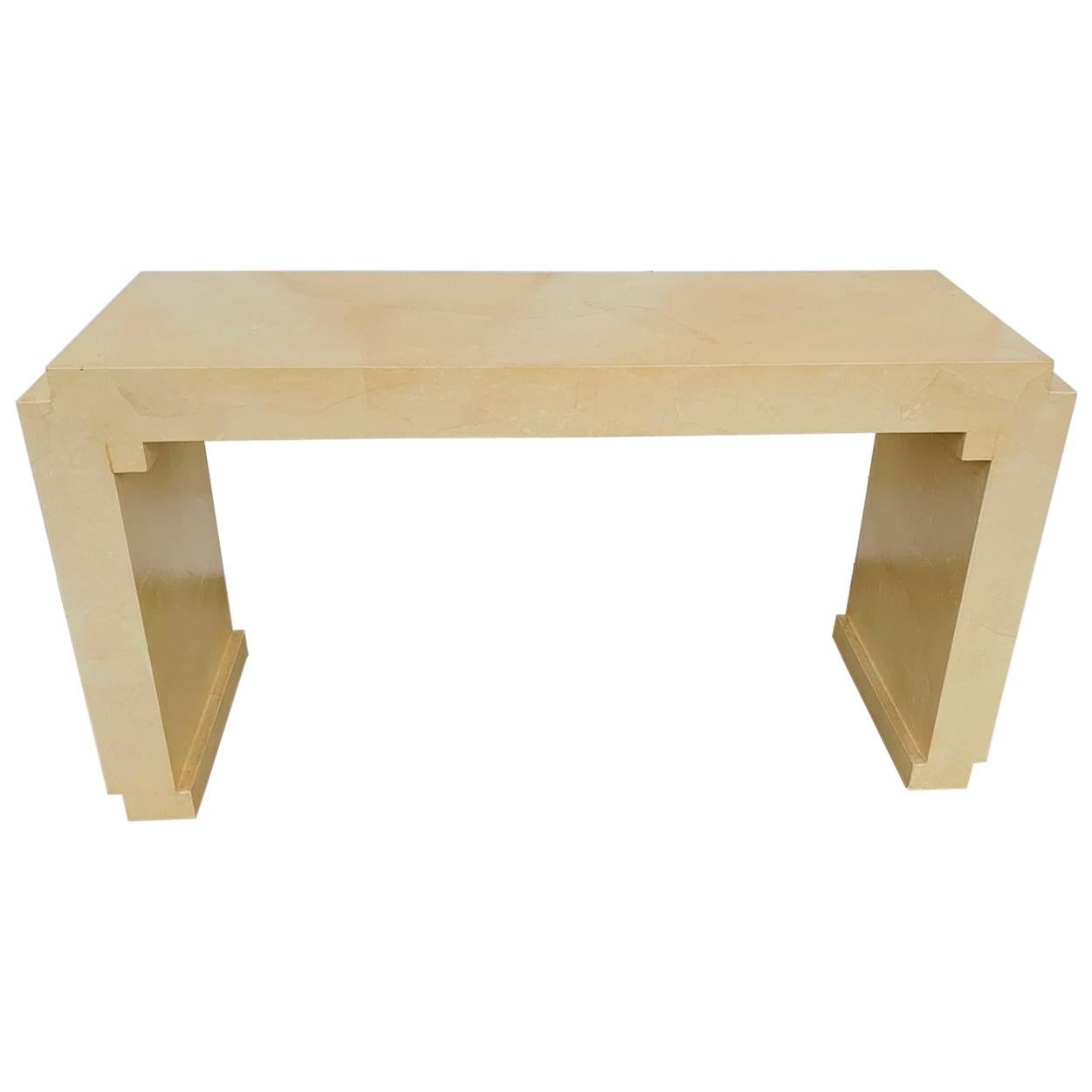 Monumental Parchment and Brass Console For Sale at 1stDibs