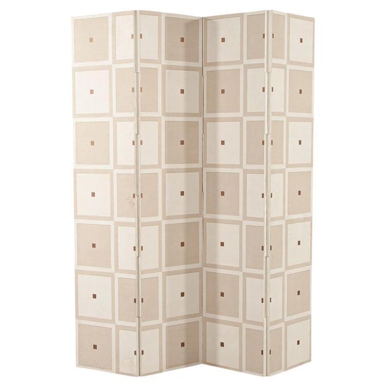 Vintage Parchment Finish Screen Room Divider For Sale at 1stDibs