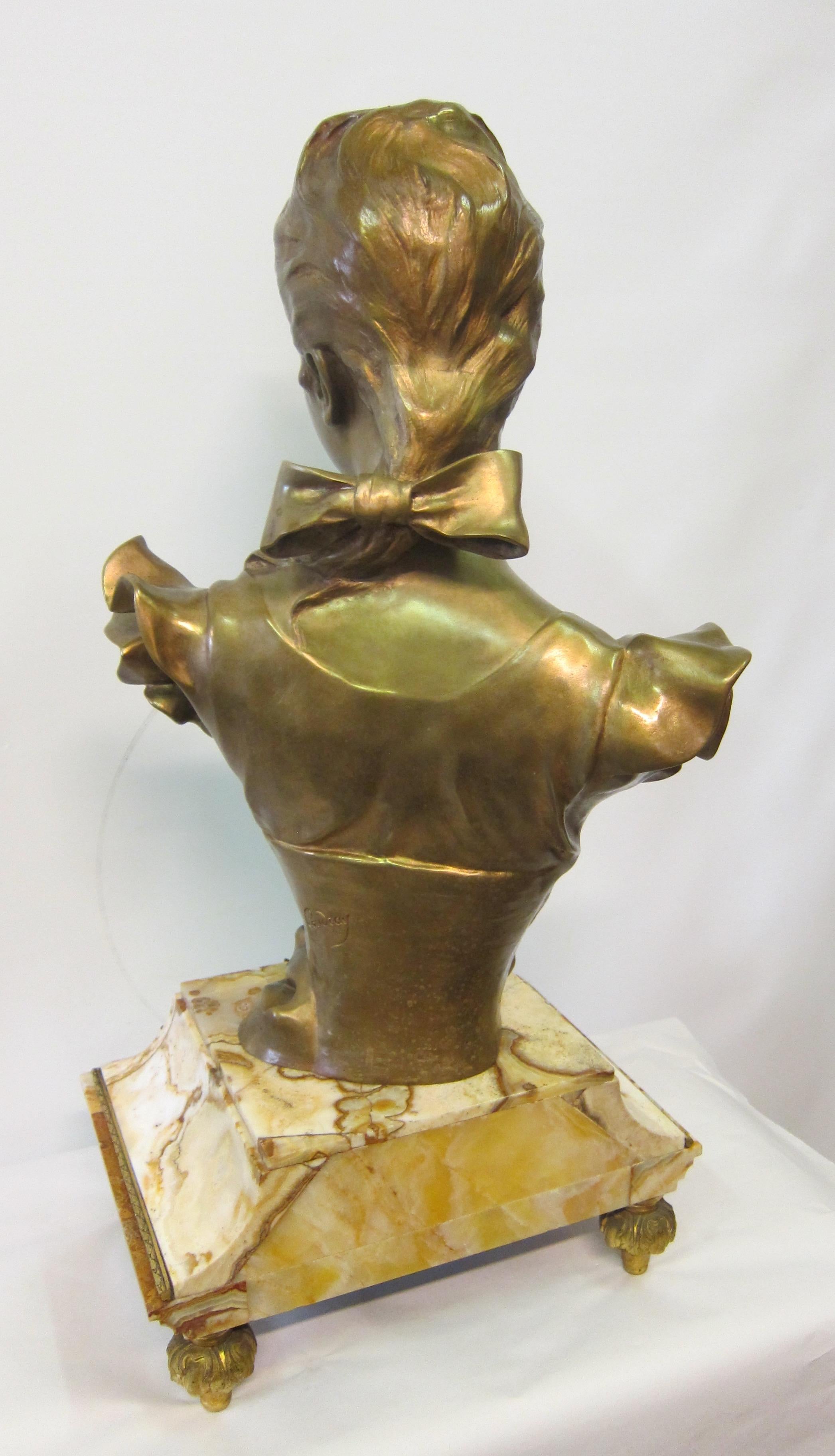 Vintage Parisin Bronze Bust signed George Courday For Sale at 1stDibs