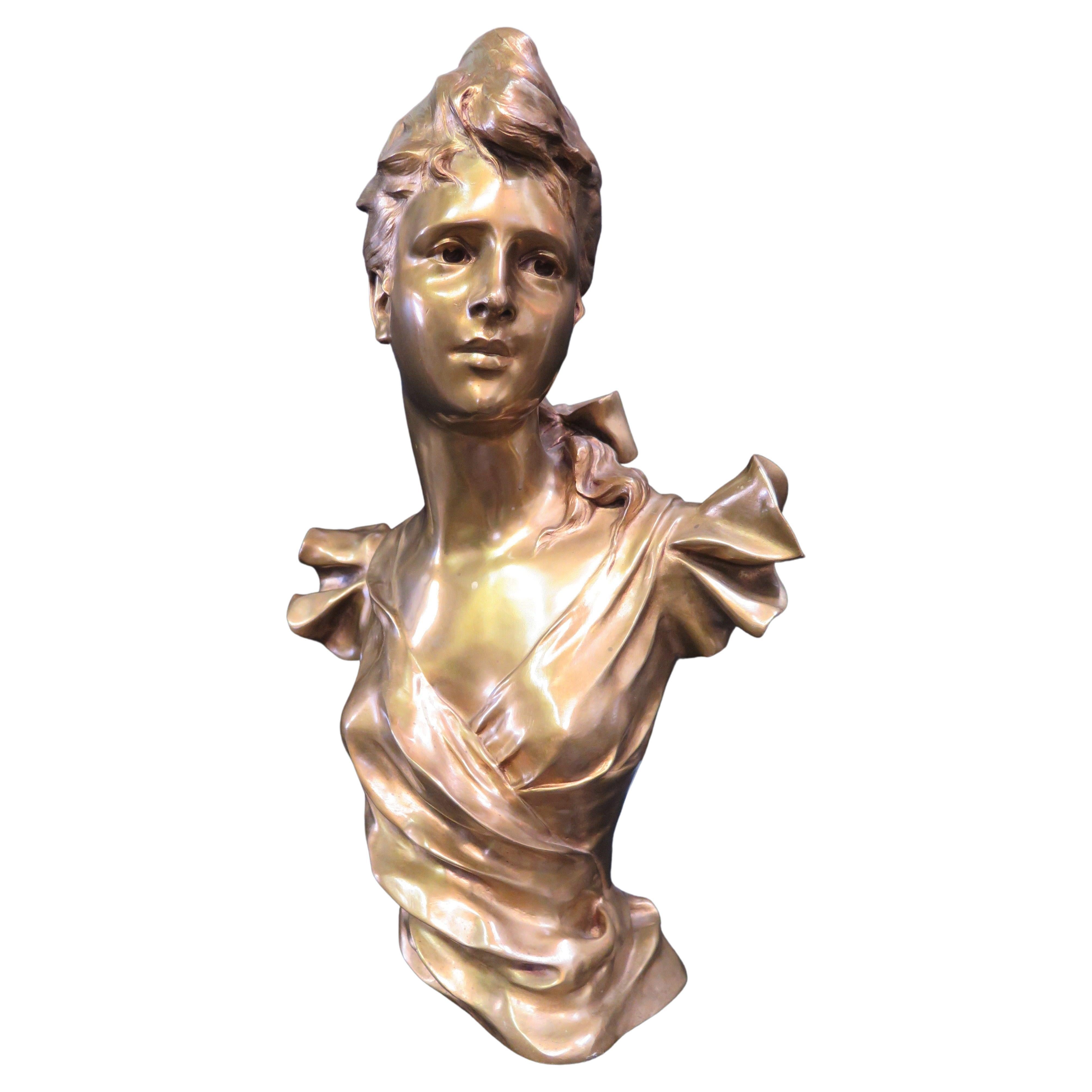 Vintage Parisin Bronze Bust signed George Courday For Sale at 1stDibs