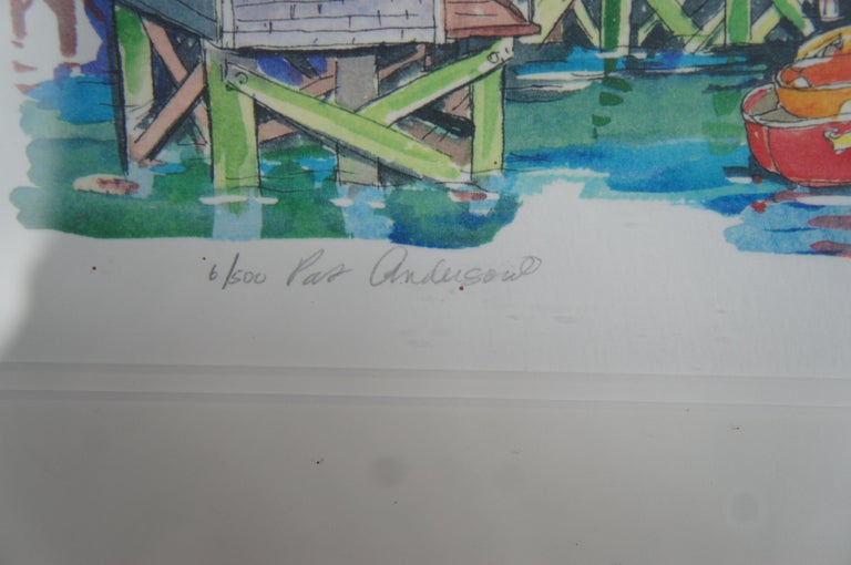 Vintage Pat Anderson Cottage Wharf Nautical Nantucket Harbor Lithograph ...