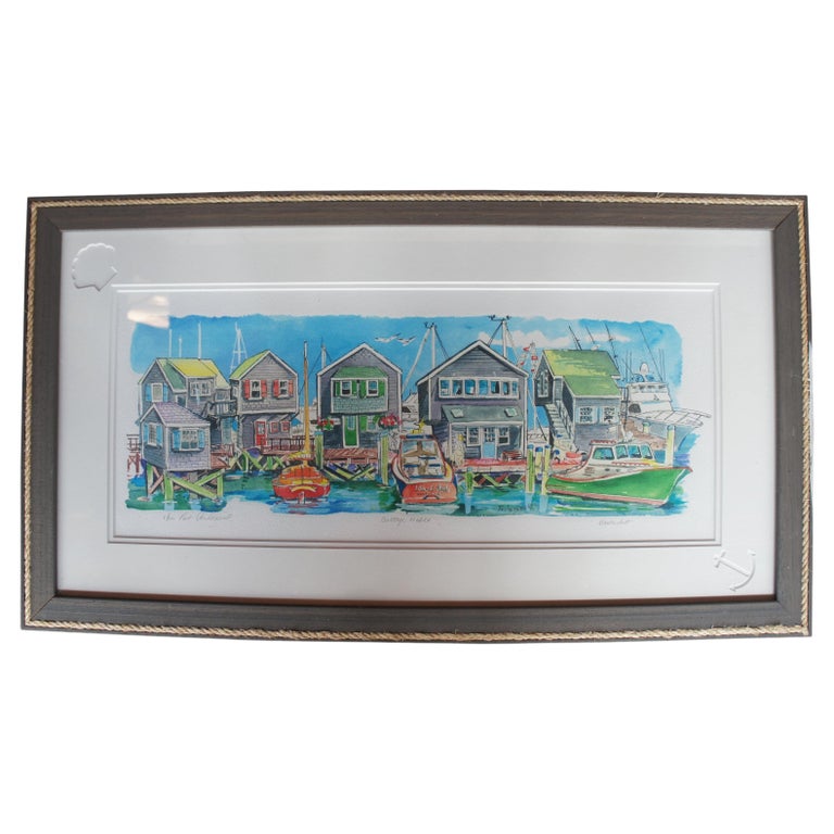 Vintage Pat Anderson Cottage Wharf Nautical Nantucket Harbor Lithograph ...