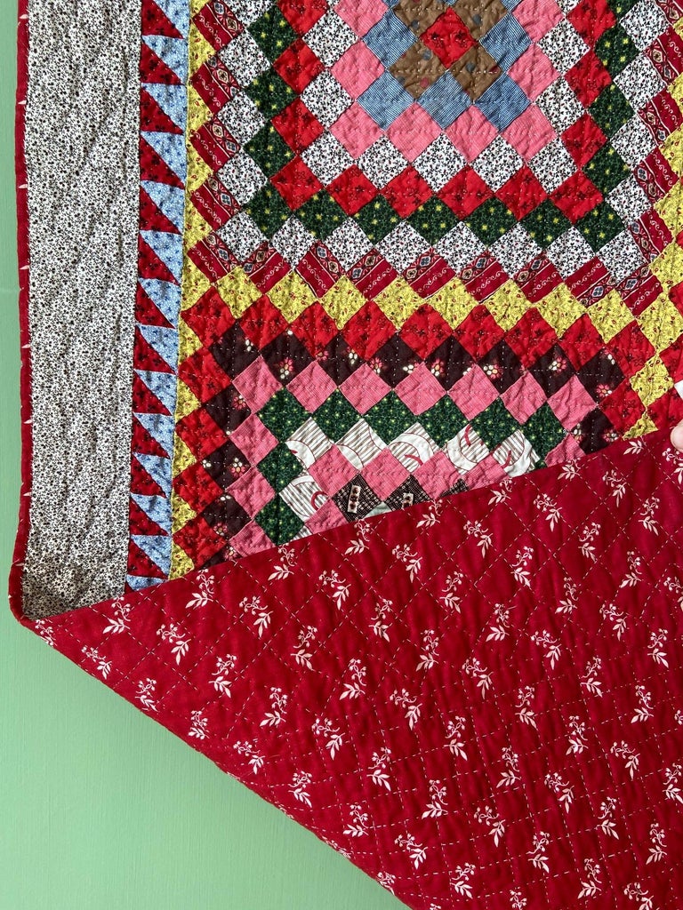 Vintage Patchwork Cotton coloured “Trip around the world" Quilt, USA ...