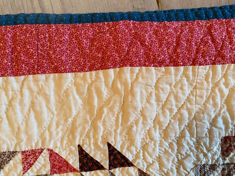 Vintage Patchwork Cotton Pastel coloured “Ocean Wave" Quilt, USA For ...