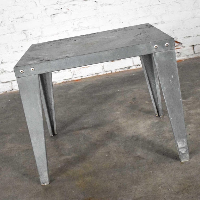 Vintage Patinated Galvanized Industrial Side or End Table at 1stDibs