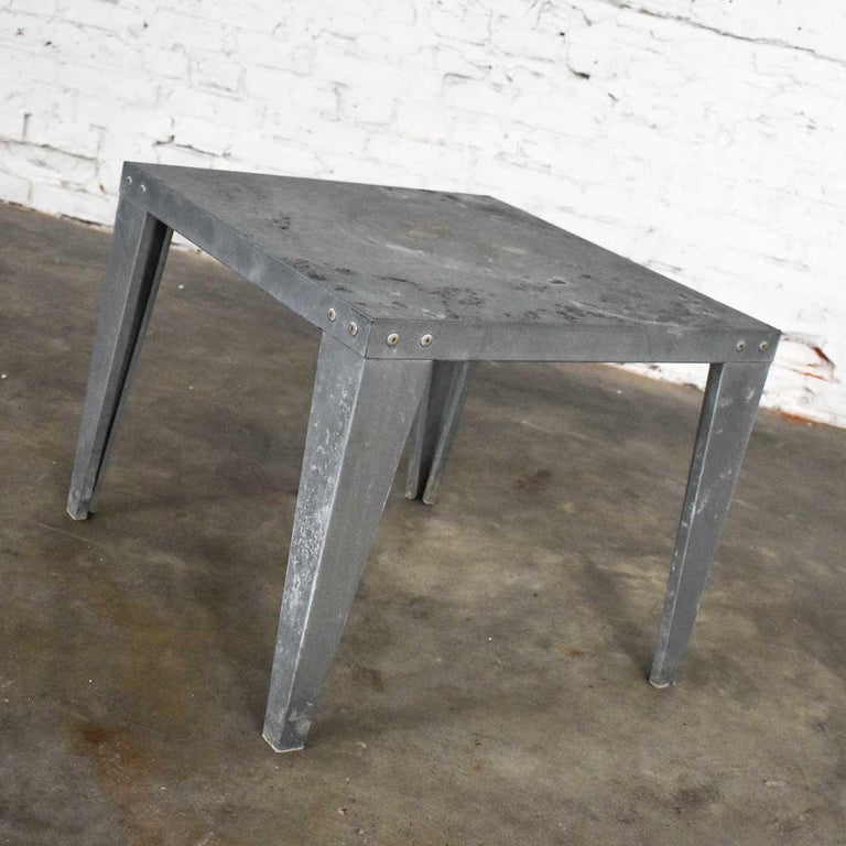 Vintage Patinated Galvanized Industrial Side or End Table at 1stDibs