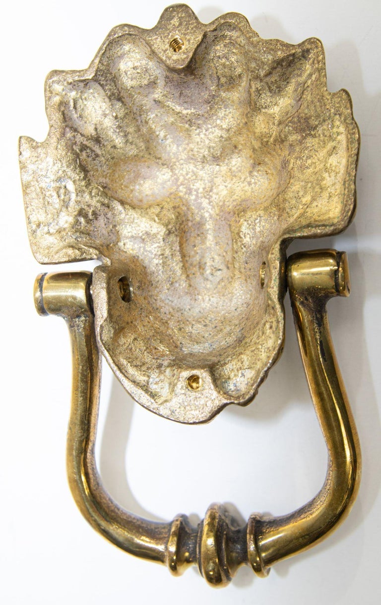 Vintage Patinated Solid Cast Brass Lion's Head Door Knocker For Sale at ...