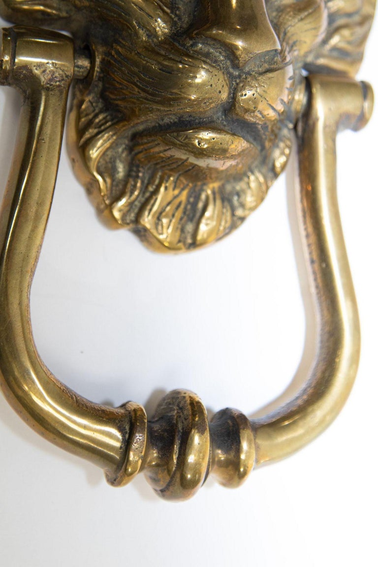 Vintage Patinated Solid Cast Brass Lion's Head Door Knocker For Sale at ...