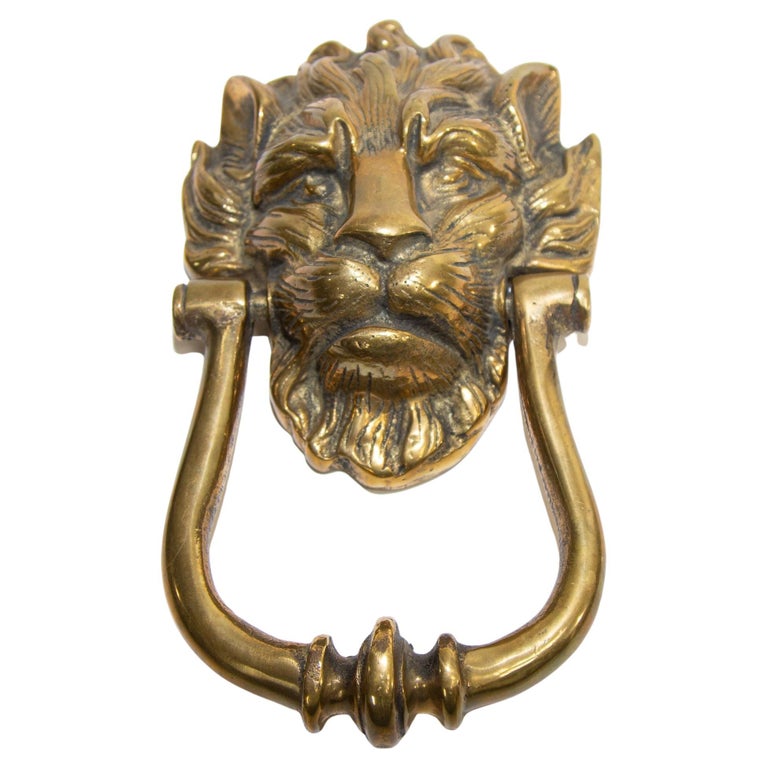 Vintage Patinated Solid Cast Brass Lion's Head Door Knocker For Sale at ...