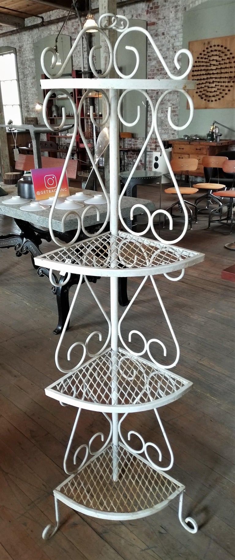 Vintage Patio Plant Stand and Occasional Tables For Sale at 1stDibs