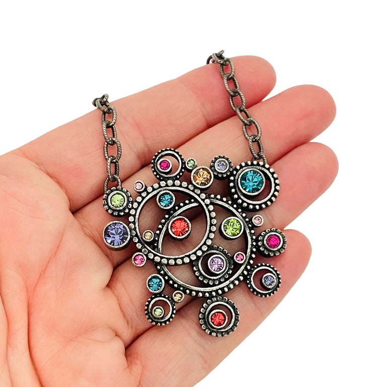 Vintage PATRICIA LOCKE silver tone colorful stones designer runway ...