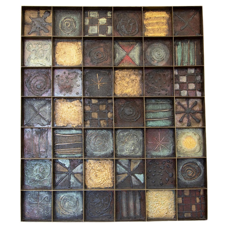 Vintage Paul Evans Style Welded Sculpted Steel Polychrome Wall Art ...