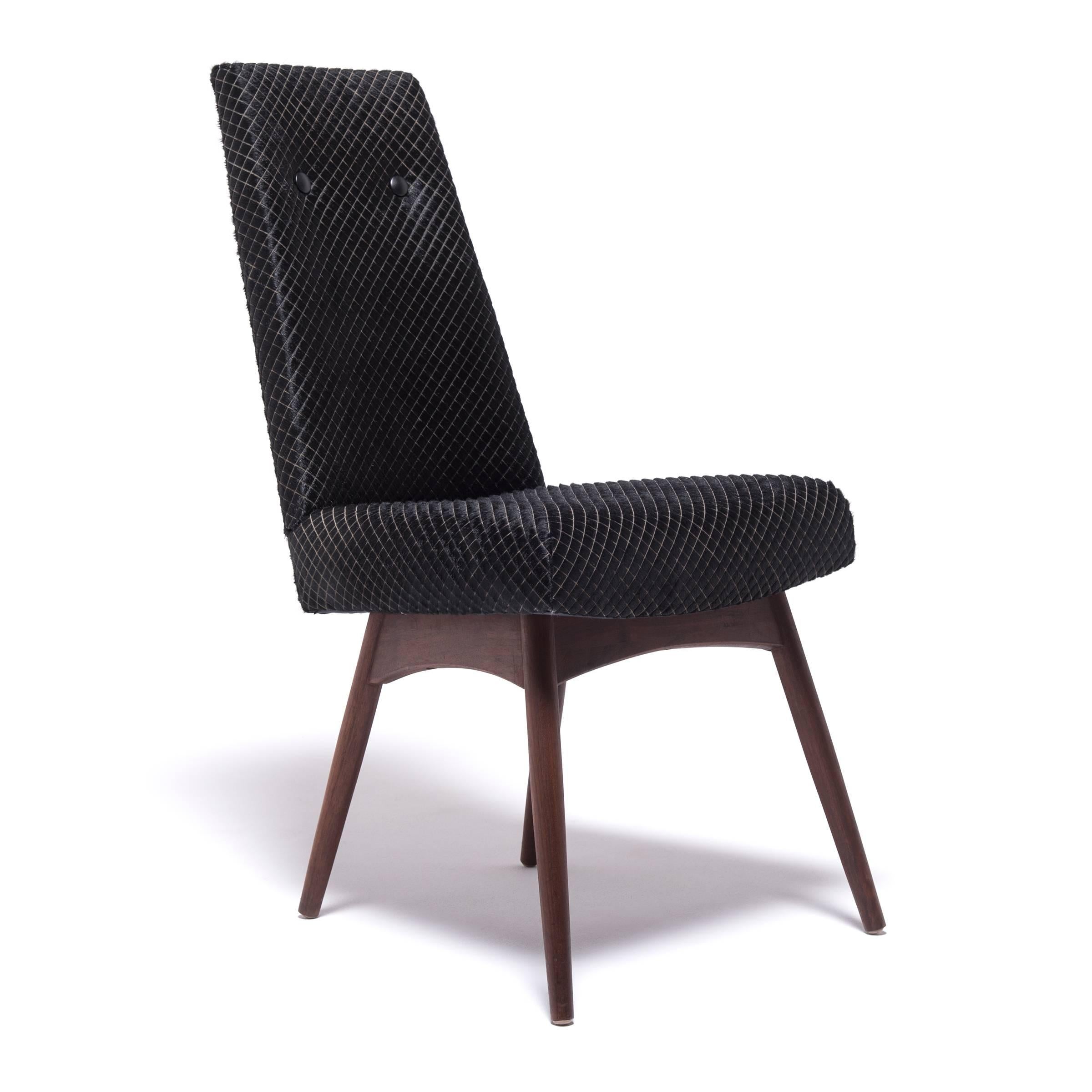 Pair of Vintage Pearsall Chairs in Black Hair on Hide at 1stDibs