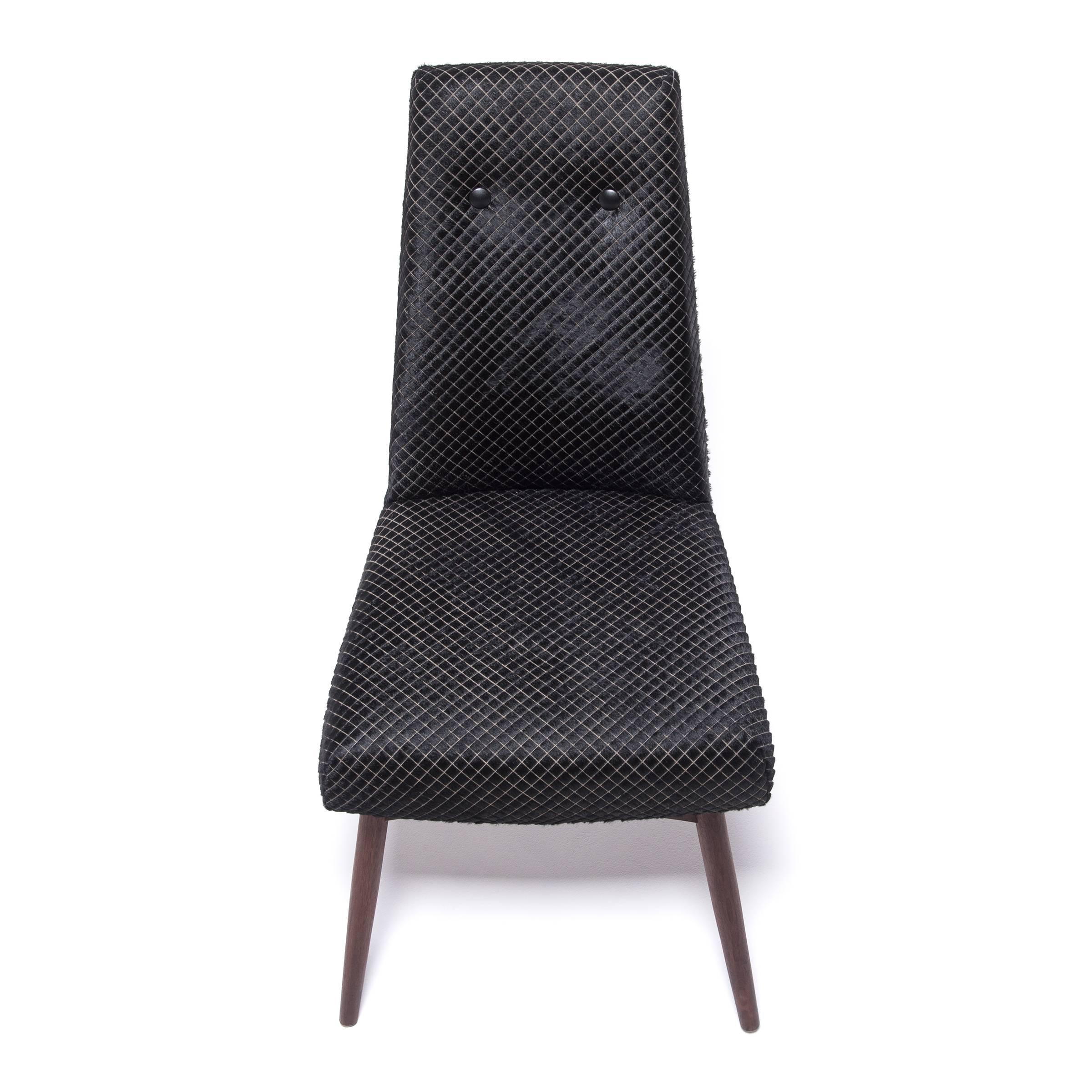 Pair of Vintage Pearsall Chairs in Black Hair on Hide at 1stDibs